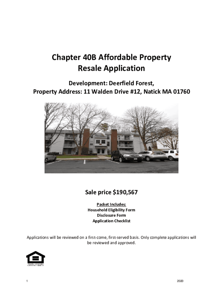 Fillable Online Chapter 40B Affordable Property Resale Application Fax ...