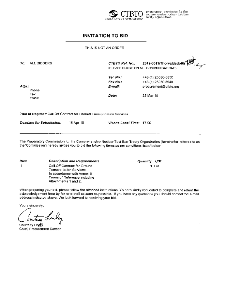 Fillable Online PDF REQUEST FOR PROPOSAL - ctbto Fax Email Print - pdfFiller