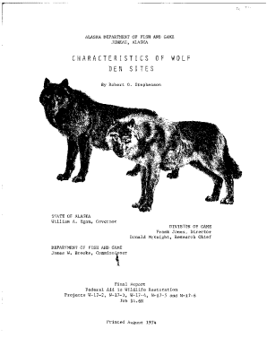 Fillable Online Characteristics of Wolf Den Sites Fax Email Print ...
