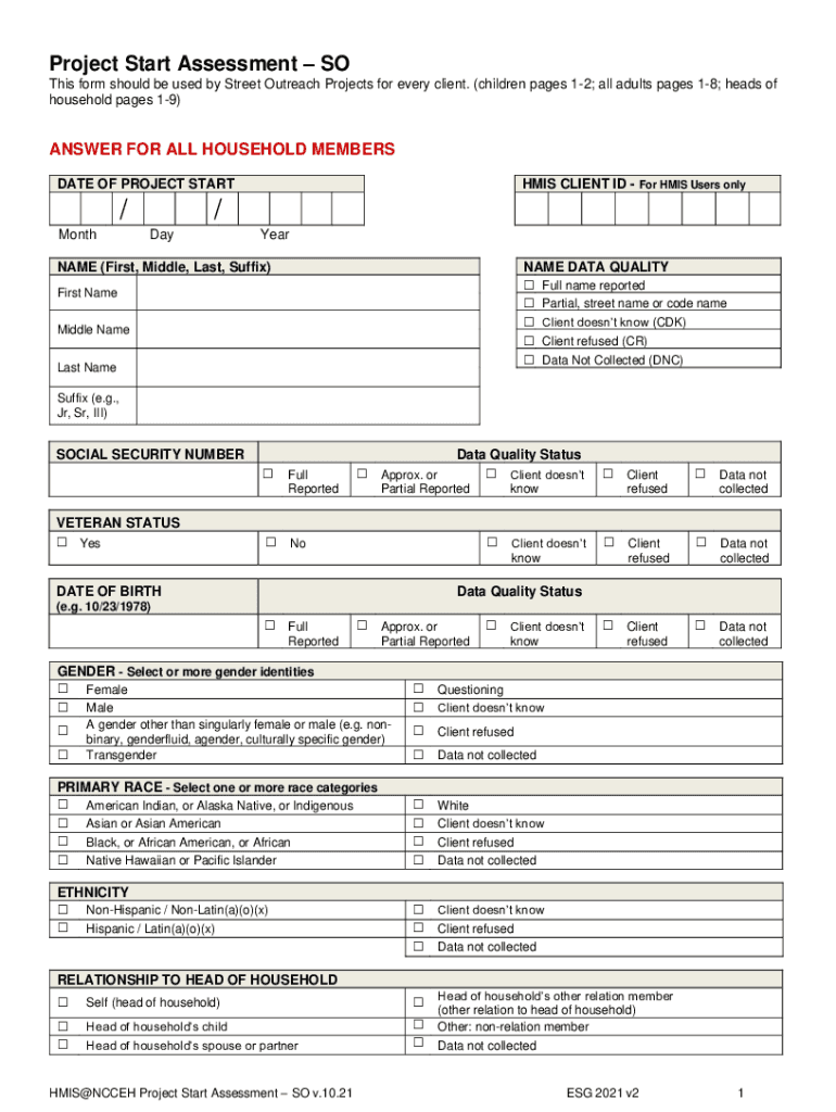 Fillable Online HMIS Data Collection Template: Project Entry Fax Email ...