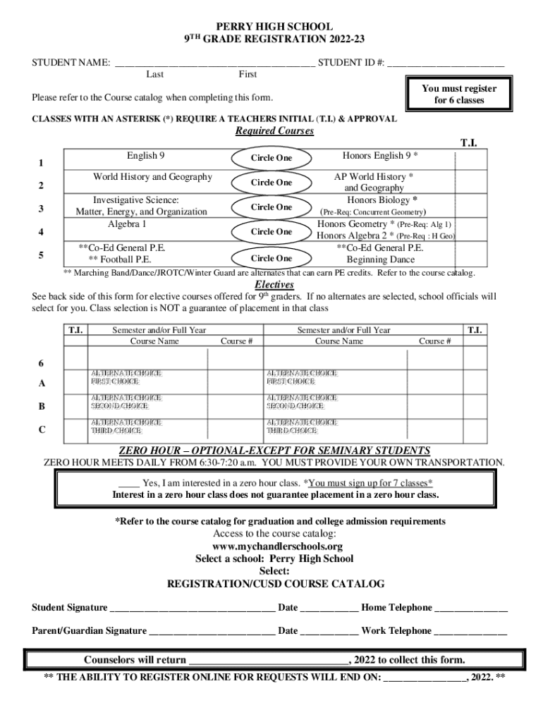 Fillable Online www.cusd80.comcmslibPERRY HIGH SCHOOL Circle the level ...