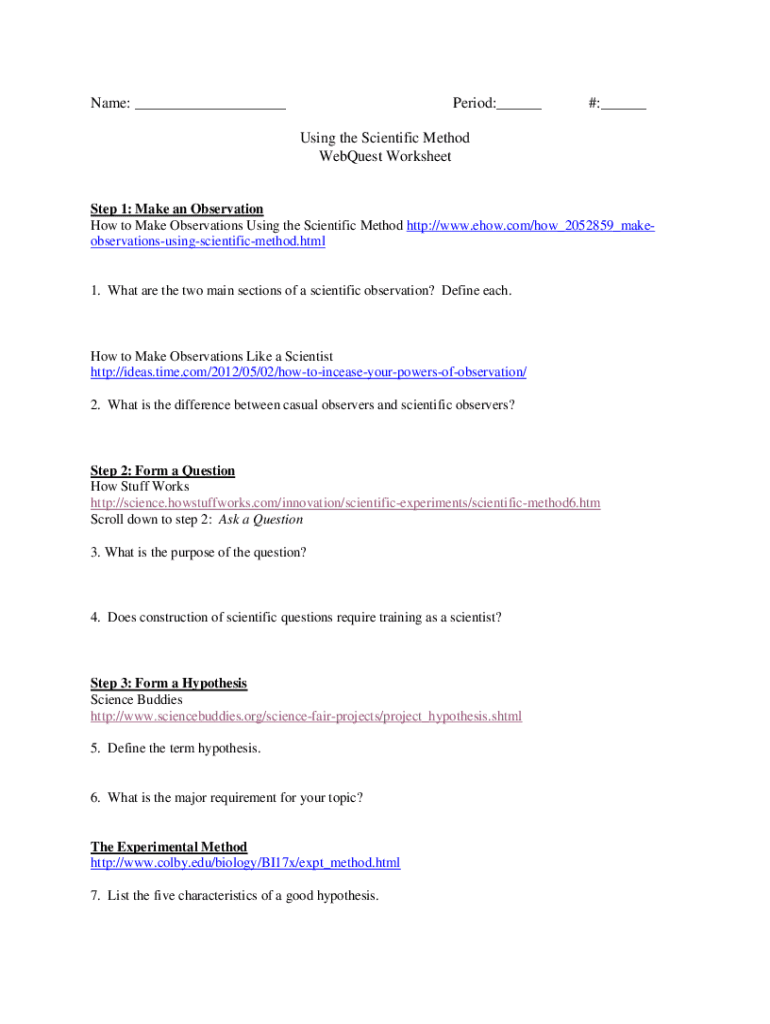 Fillable Online 42 Using The Scientific Method Worksheet - Worksheet ...