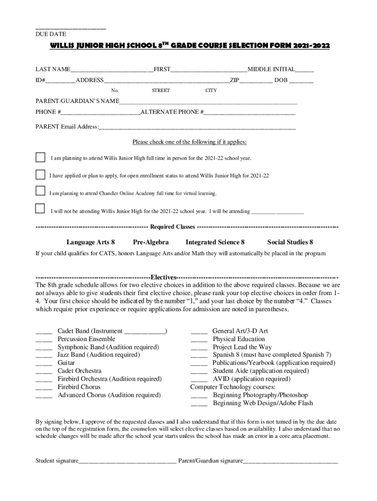 Fillable Online Fillable Online bogle junior high school 7th grade ...