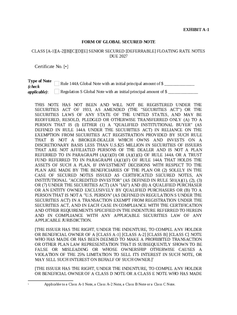 EXECUTION VERSION Exhibit A s of Notes A1 of ... Doc Template | pdfFiller