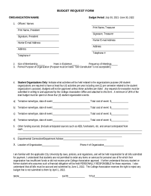 BUDGET REQUEST Doc Template | pdfFiller