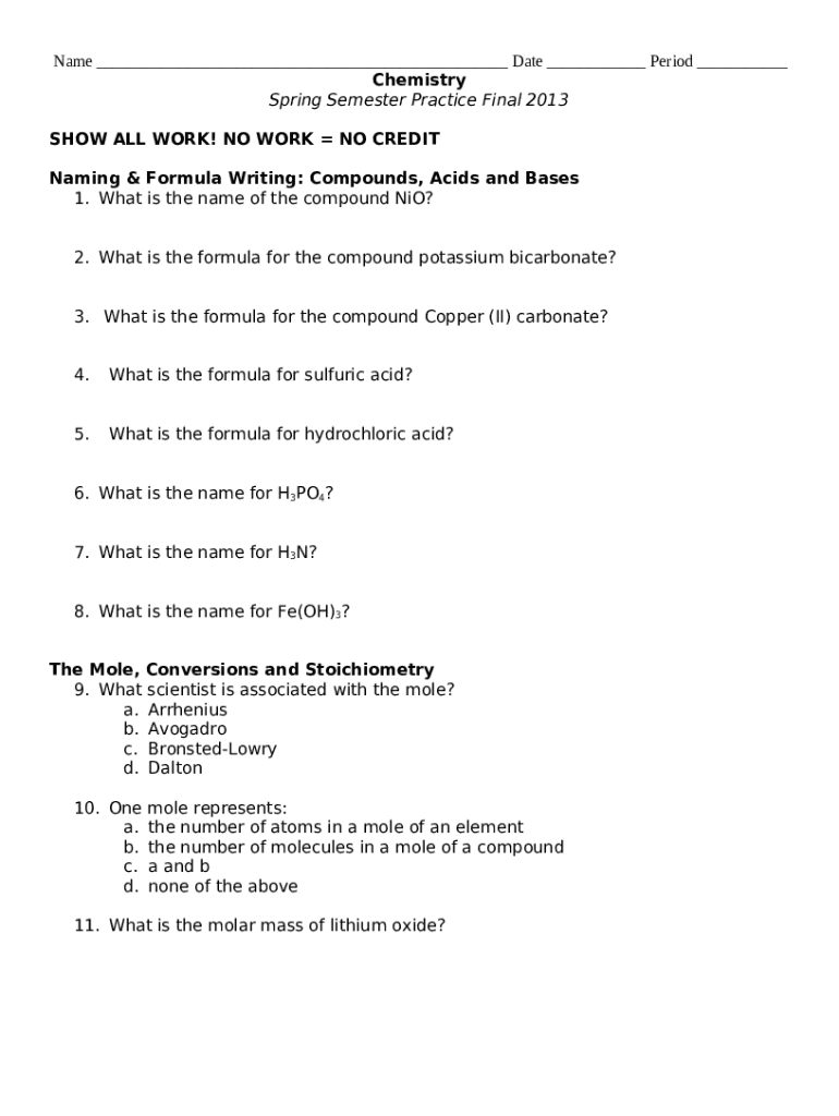 examenget.comviewchemistry-spring-semesterChemistry Spring Semester ...