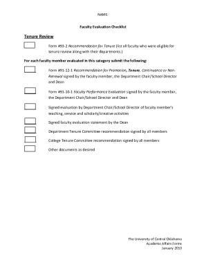 Fillable Online und.eduacademicsprovostFaculty Evaluation Form Tenure, Tenure Track, Non TT ...