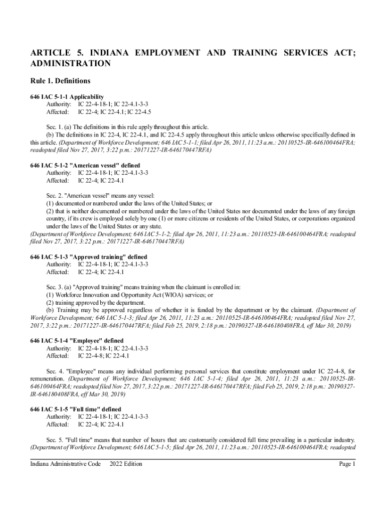 Fillable Online Indiana Administrative Code, Article 5, Rule 646 IAC 5 ...
