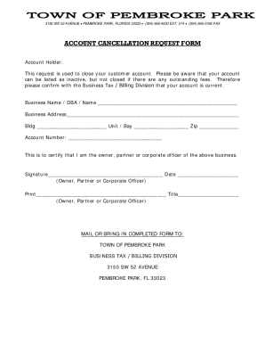 Fillable Online ACCOUNT CANCELLATION REQUEST FORM Fax Email Print ...