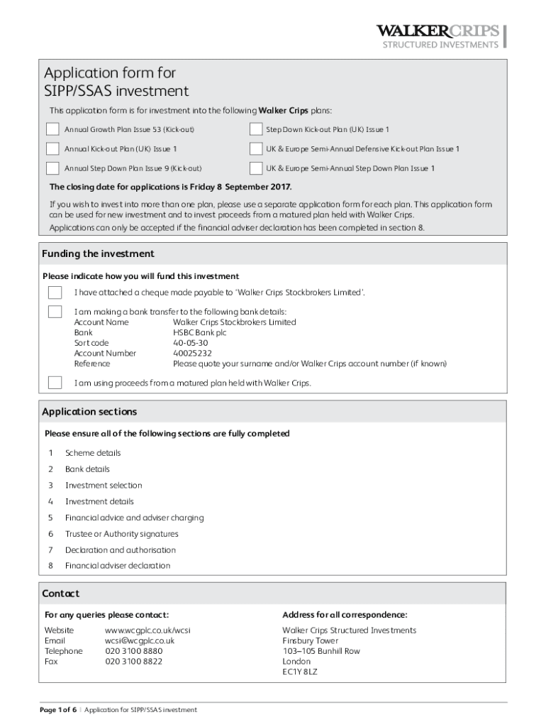 Fillable Online wcgstorage.blob.core.windows.netwcsiSG LaunchApplication form for SIPP/SSAS ...