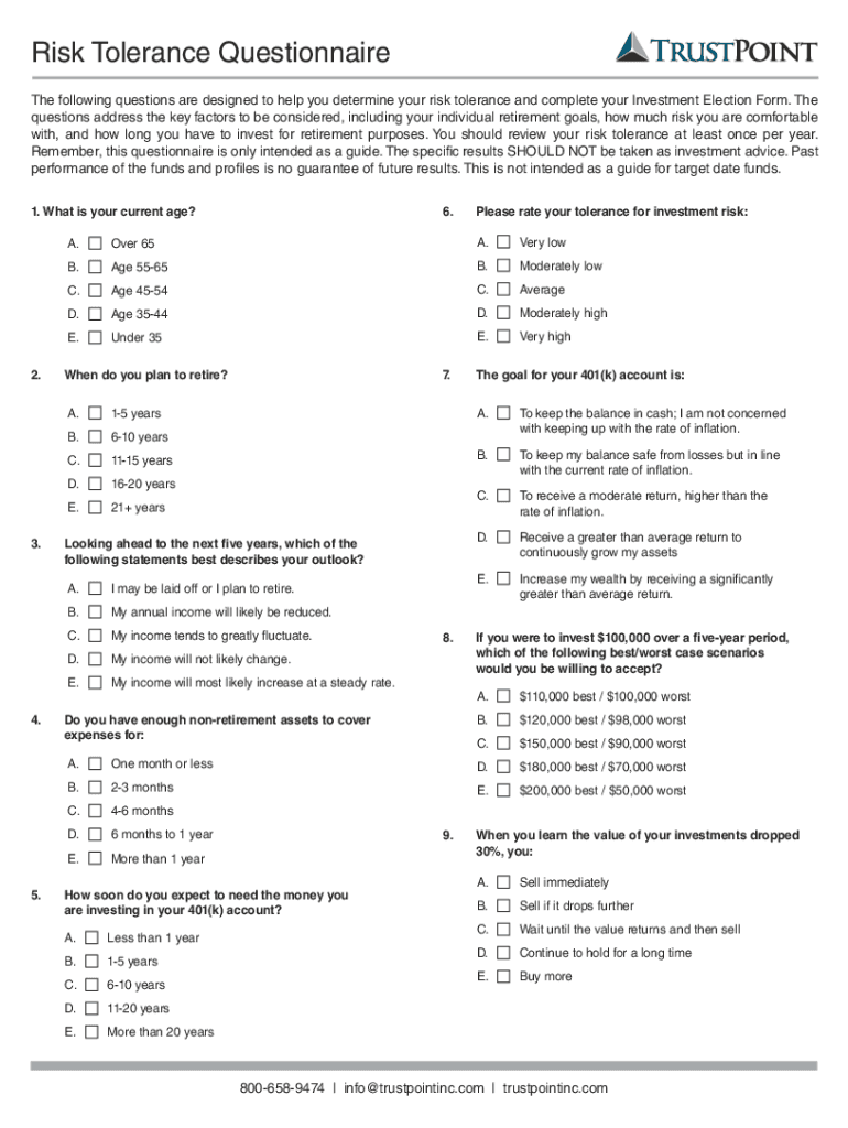 Fillable Online 10 Must-Have Questions in a Risk Tolerance ...