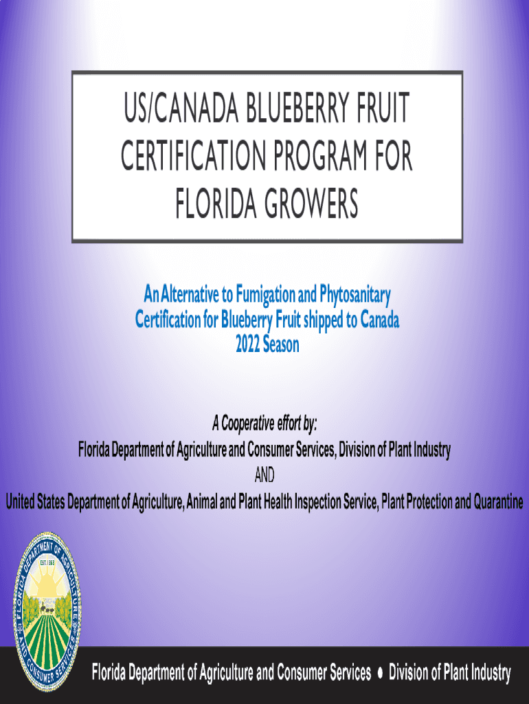 Fillable Online www.fdacs.govcontentdownloadUS/CANADA BLUEBERRY FRUIT ...