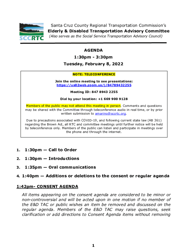 Fillable Online Santa Cruz County Regional Transportation Commission ...