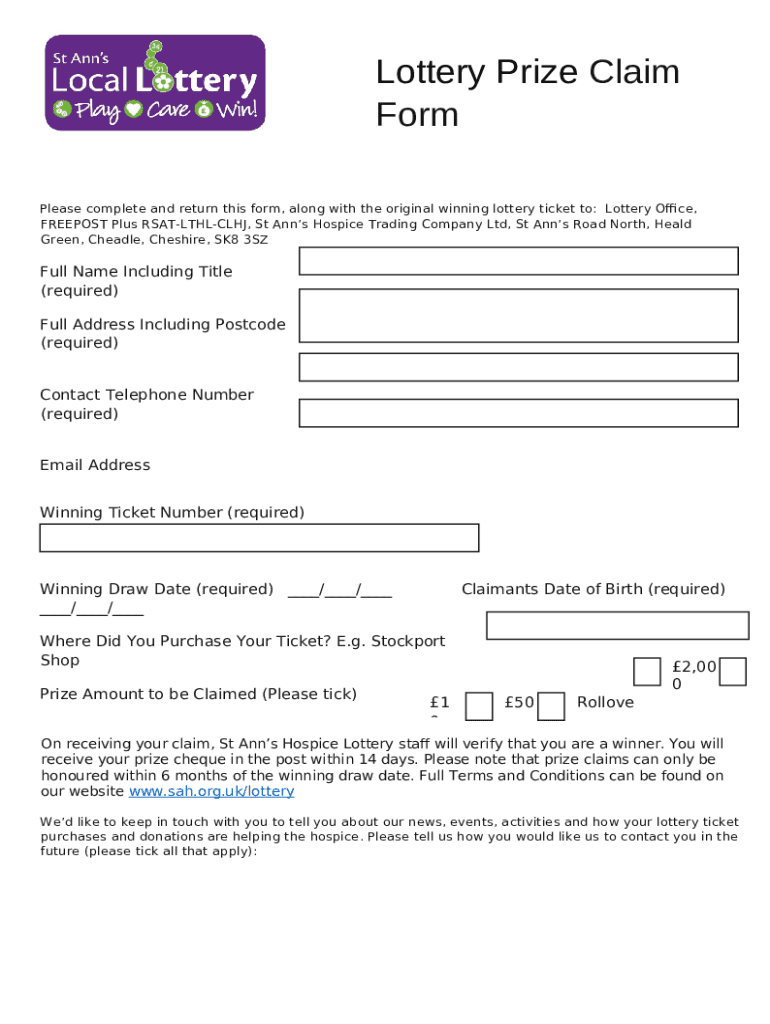 Player Prize claim $600 or more - NC Education Lottery Doc Template ...