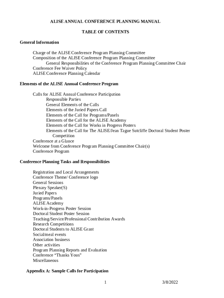 CONFERENCE MANUAL UPDATE FINISH BY (01/08) - alise.org Doc Template ...