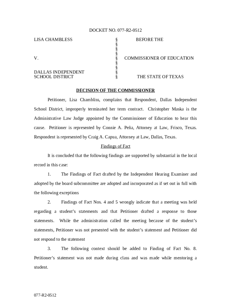 Dallas Independent School District v. J. W. Edgar ... Doc Template ...