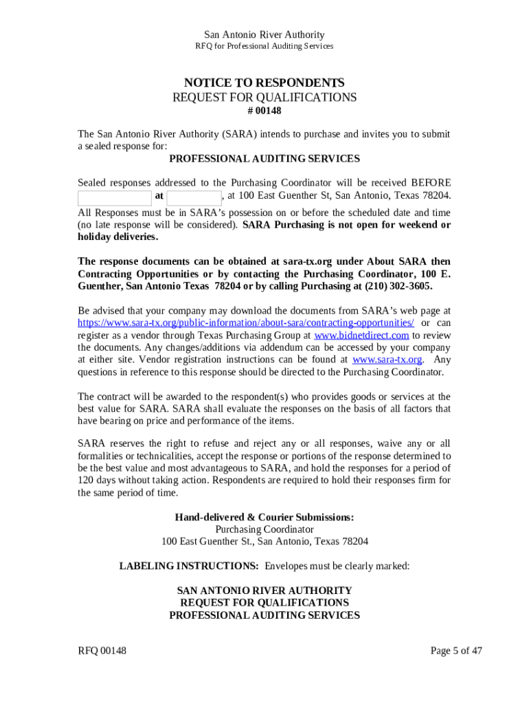 REQUEST FOR QUALIFICATIONS (RFQ) For EXTERNAL AUDIT SERVICES Doc ...