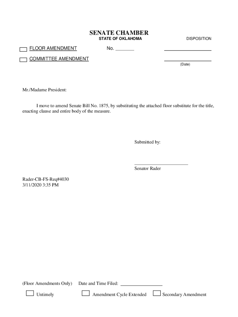 Fillable Online SENATE CHAMBER - oklegislature.gov Fax Email Print - pdfFiller