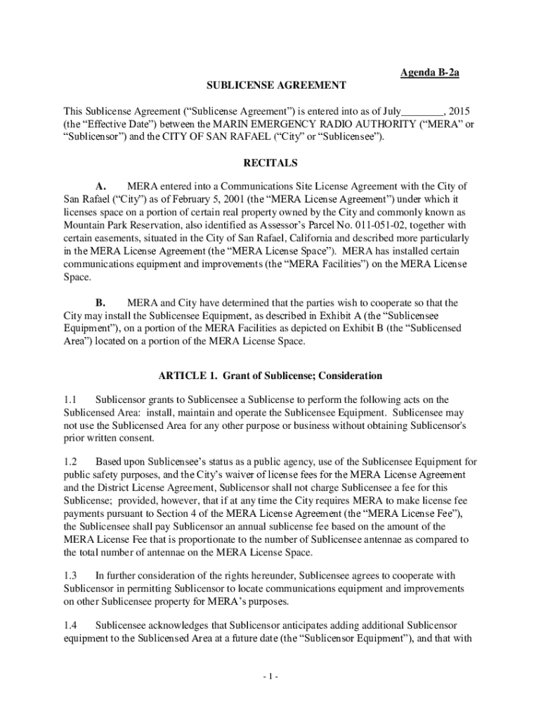 Fillable Online RIGHT TO SUBLICENSE AGREEMENT Sample ClausesLaw Insider ...