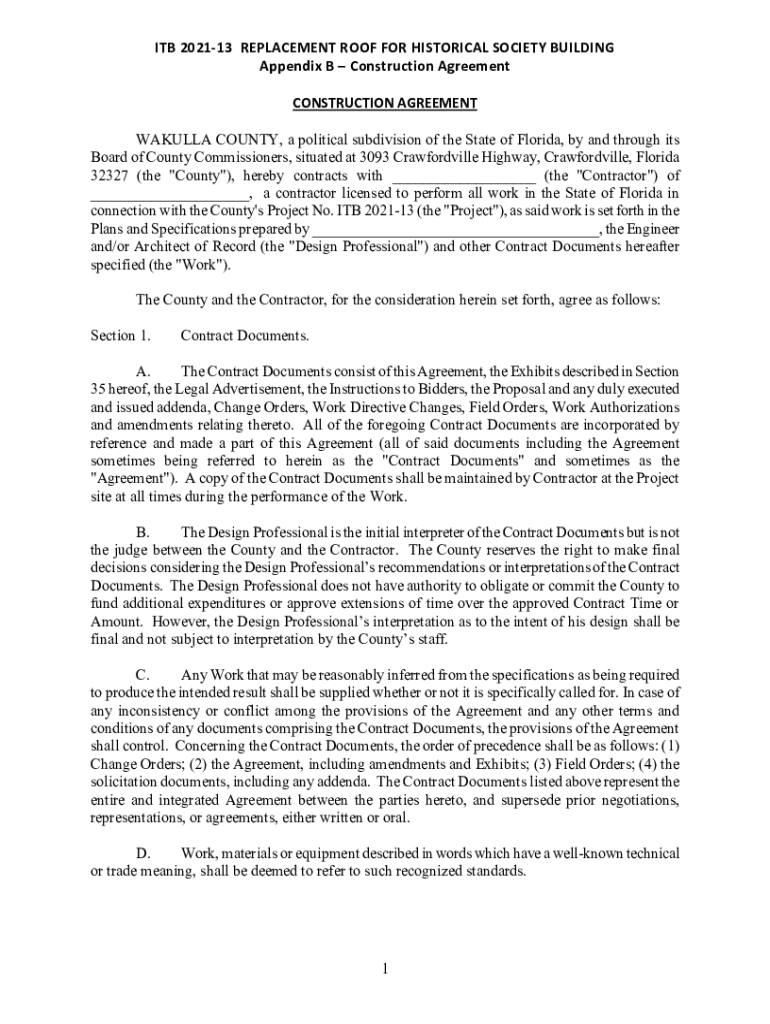 Fillable Online Replacement Roof for Historical Society Building ITB ...