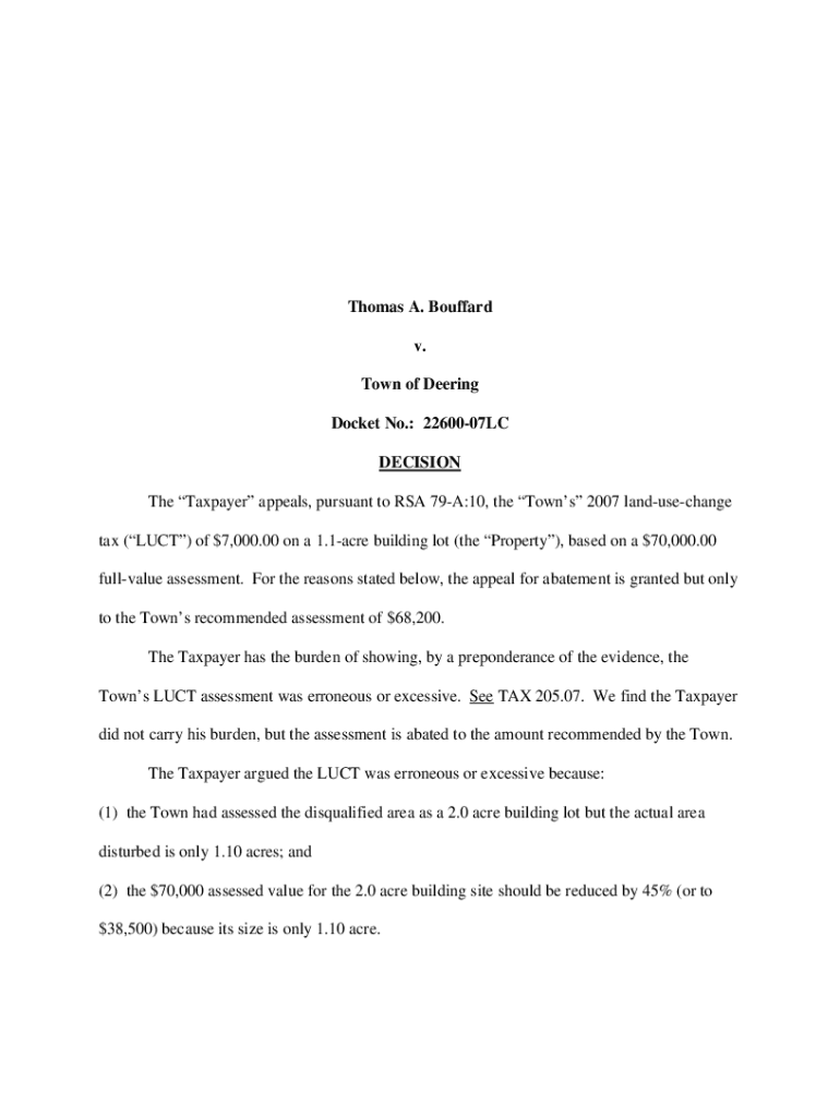Fillable Online www.nh.govbtladecisionsPattee-Ann Nowell v. Town of ...