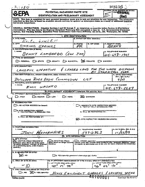 Fillable Online semspub.epa.govwork01POTENTIAL HAZARDOUS WASTE SITE ...