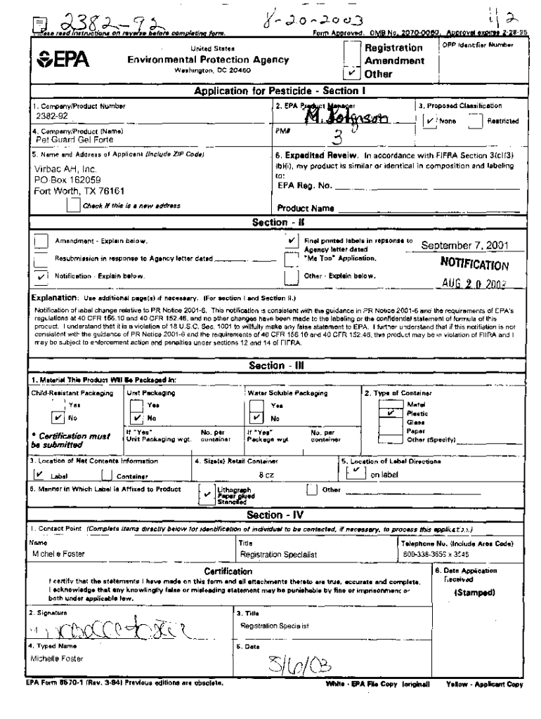 Fillable Online U.S. EPA, Pesticide Product Label, PET-GUARD GEL FORTE ...