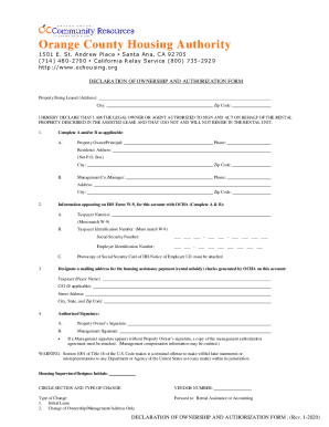 Fillable Online declaration of ownership and authorization form. (Rev ...
