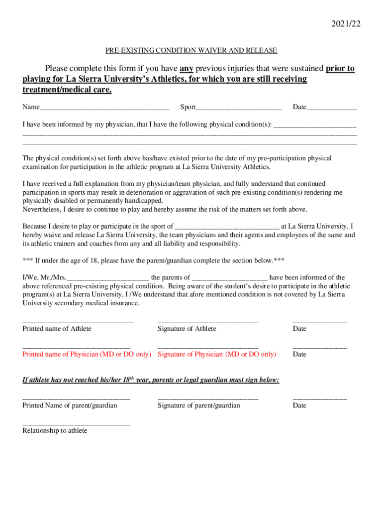 Fillable Online Trip Insurance Pre Existing Condition Waiver Fax Email ...