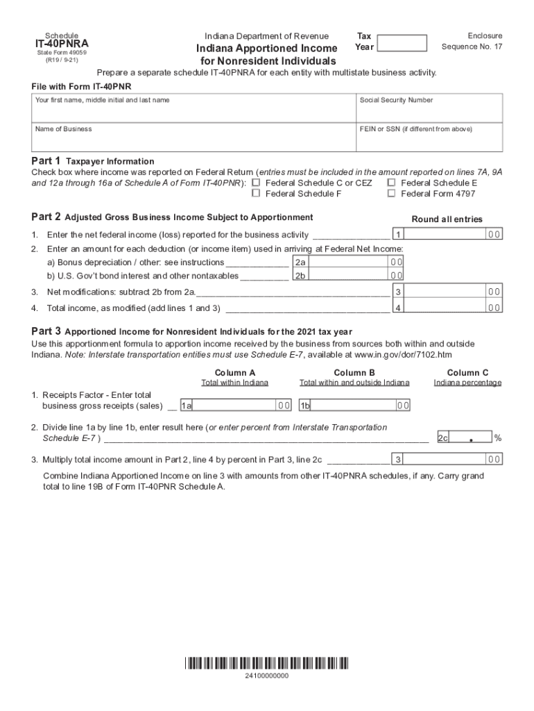 Fillable Online forms in forms.in.govDownloadTax IT-40PNRA Indiana ...