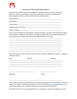 Fillable Online www.scps.k12.fl.uscorefileparseHarassment or ...