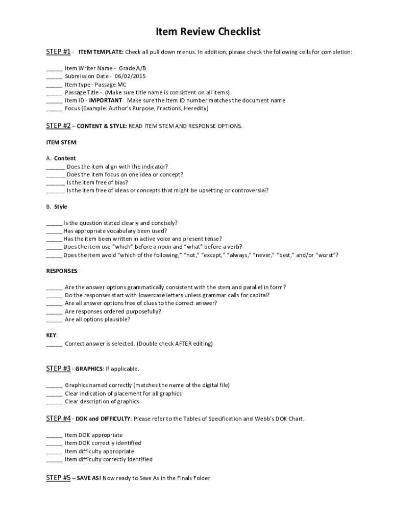 Fillable Online Checklist Step By Step Template Fax Email Print - pdfFiller