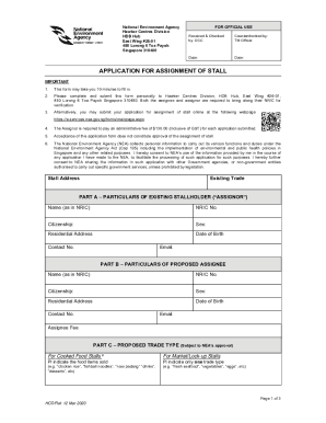 Fillable Online Application Form - Assignment of Stall Tenancy 12 Mar 20 1 Fax Email Print ...
