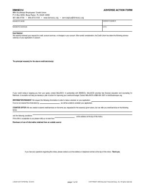 Fillable Online files consumerfinance ADVERSE ACTION FORM IBMSECU Fax ...