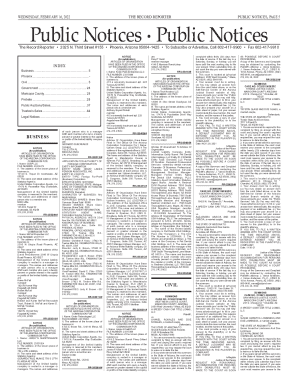 Fillable Online Fillable Online public notices - Record Reporter Fax ...