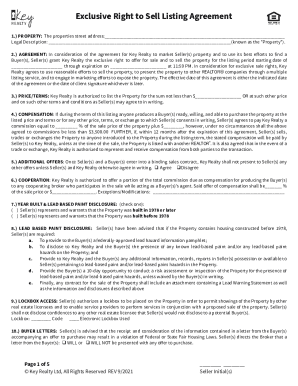 Fillable Online www.floridarealtors.orgsitesdefaultExclusive Right of ...