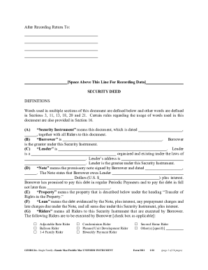 Fillable Online Georgia Security Deed. First Lien Security Instrument ...