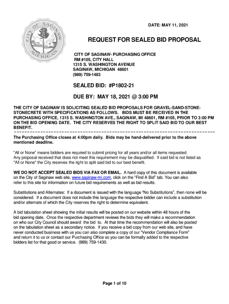 Fillable Online Fillable Online MARK ENVELOPE SEALED BID #P114413 ...