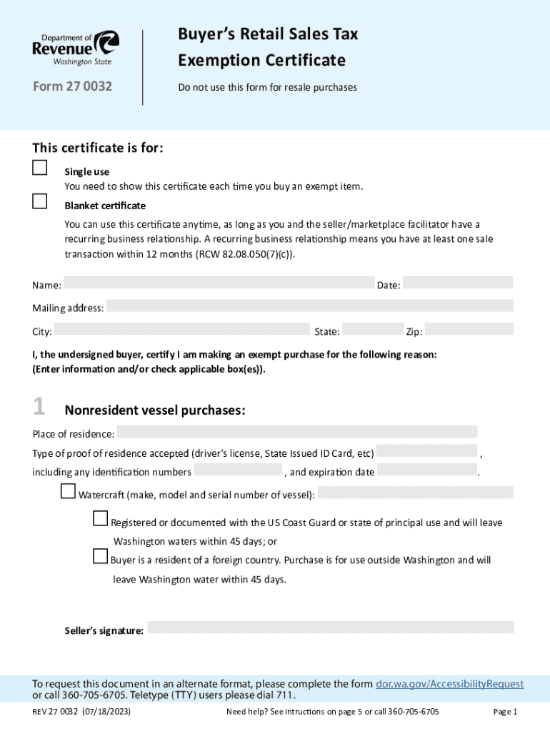 2023 Form WA DoR 27 0032 Fill Online, Printable, Fillable, Blank ...