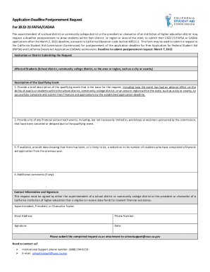 Fillable Online 2022-23 Application Deadline Postponement Request Form ...