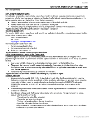 Fillable Online BRACHER SENIOR APARTMENTS Tenant Selection Criteria Fax ...