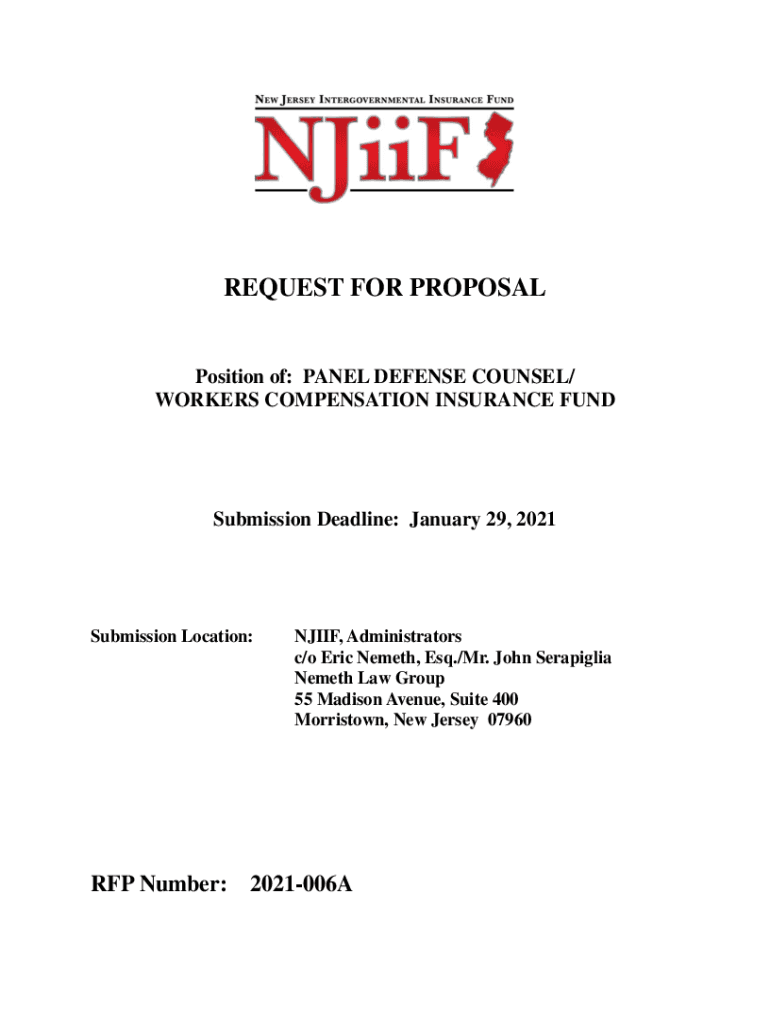 Fillable Online www.njiif.com wp-content uploadsREQUEST FOR PROPOSAL ...