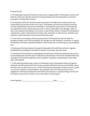 Fillable Online 50 Printable Parental Consent Form ...