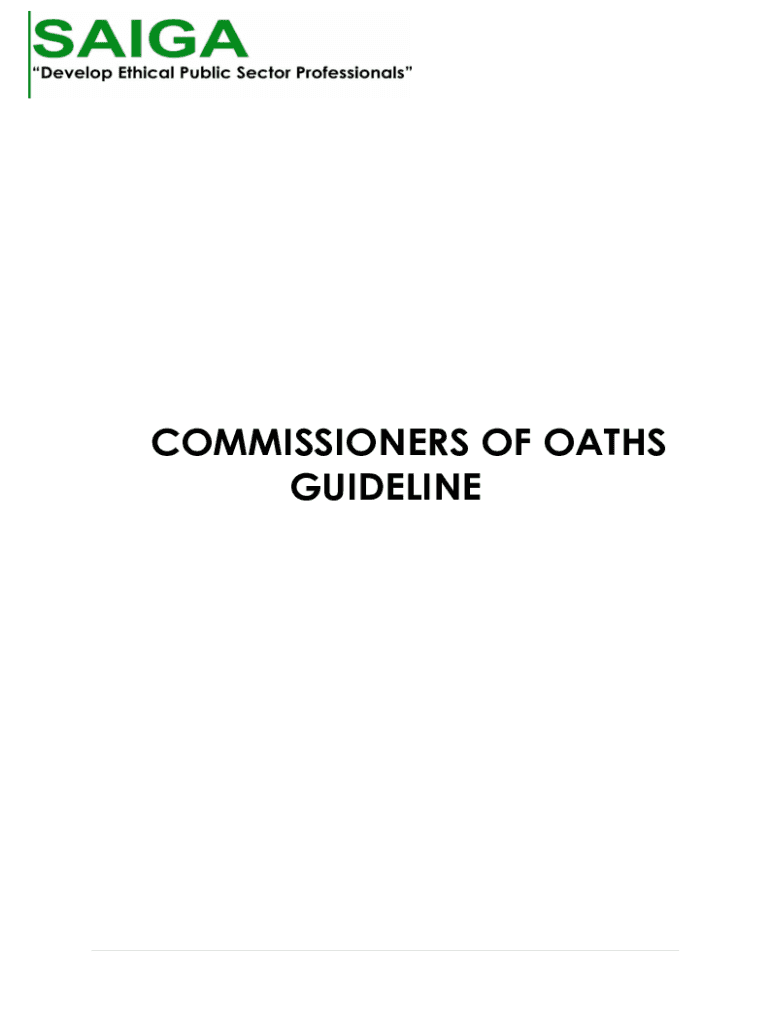 Fillable Online GUIDE IN RESPECT OF THE DUTIES OF THE COMMISSIONER OF OATHS Fax Email Print ...