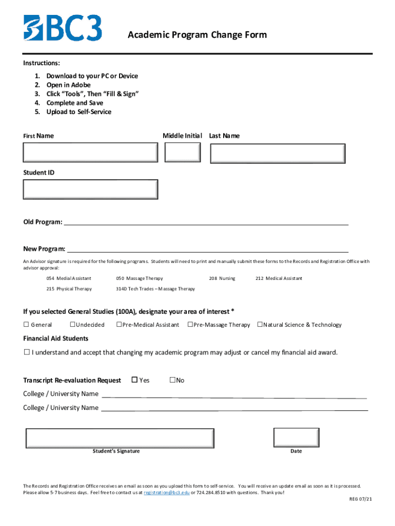 Fillable Online Academic- Program-Change-Form Fax Email Print - pdfFiller