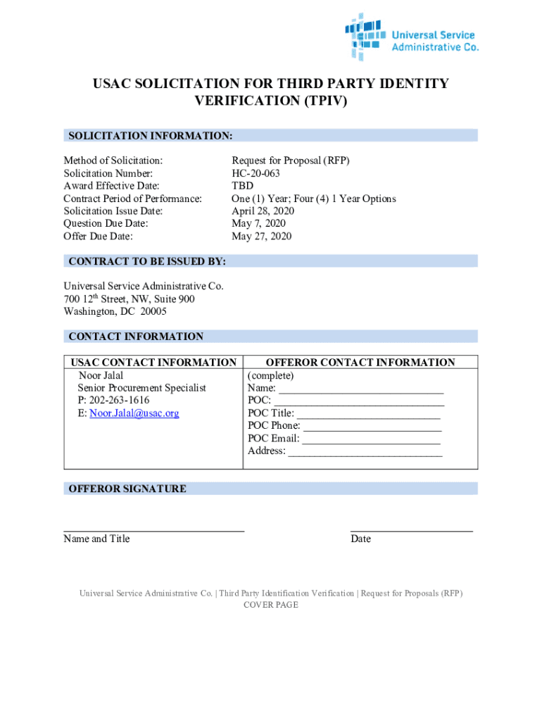 Fillable Online www.usac.orgwp-contentuploadsUSAC Third Party ...