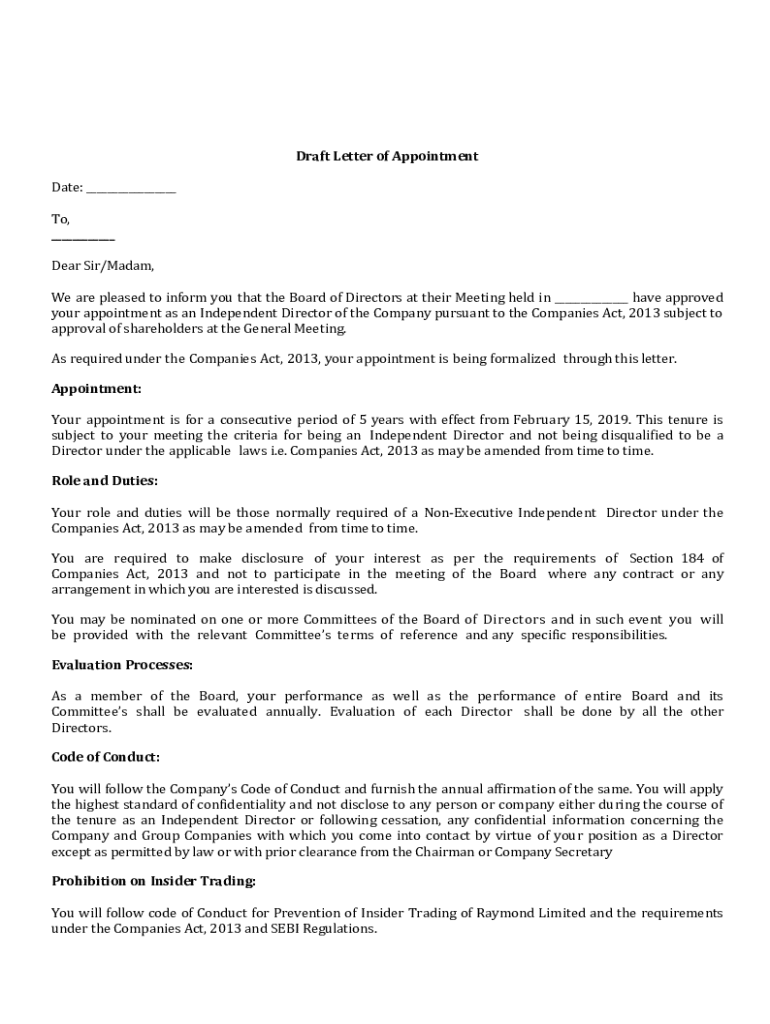 Fillable Online Appointment Letter for An Architect: 2 Templates Fax ...