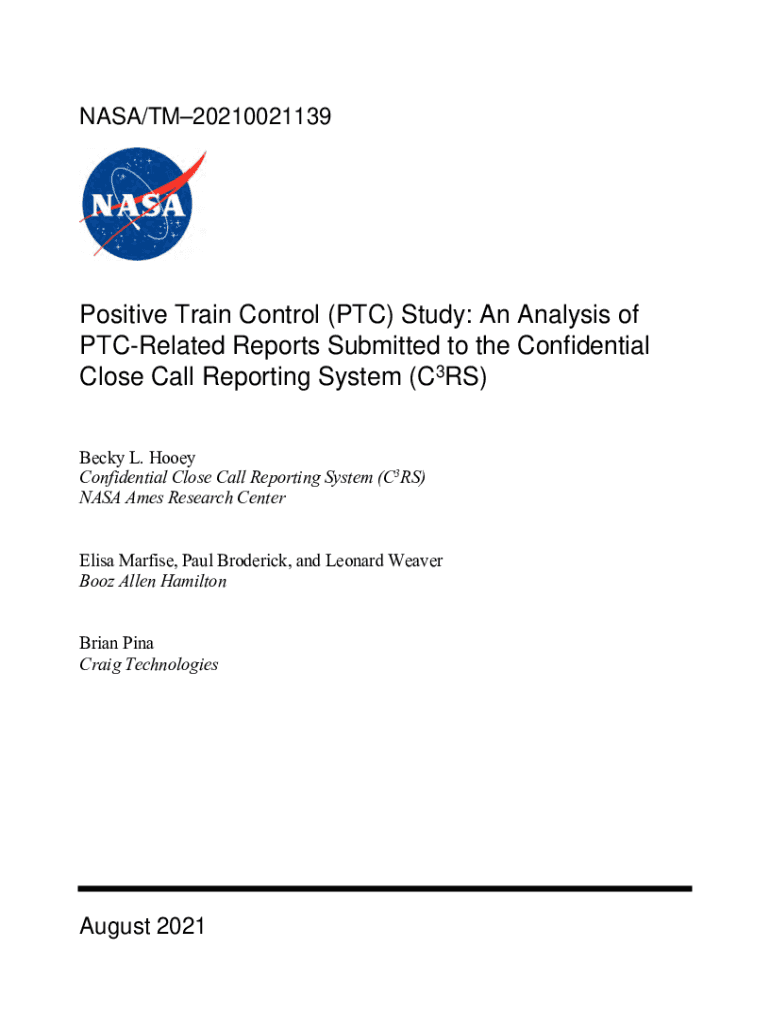Fillable Online Positive Train Control (PTC) Study - NASA C3RS ...