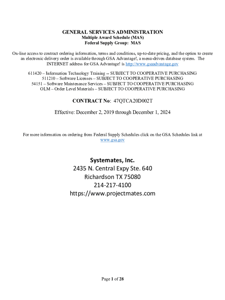 Fillable Online FEDERAL SUPPLY SERVICE MULTIPLE AWARD SCHEDULE (MAS) Fax Email Print - pdfFiller