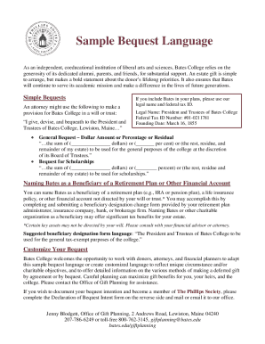 Fillable Online CURRENT Declaration of Bequest Intent with Sample ...